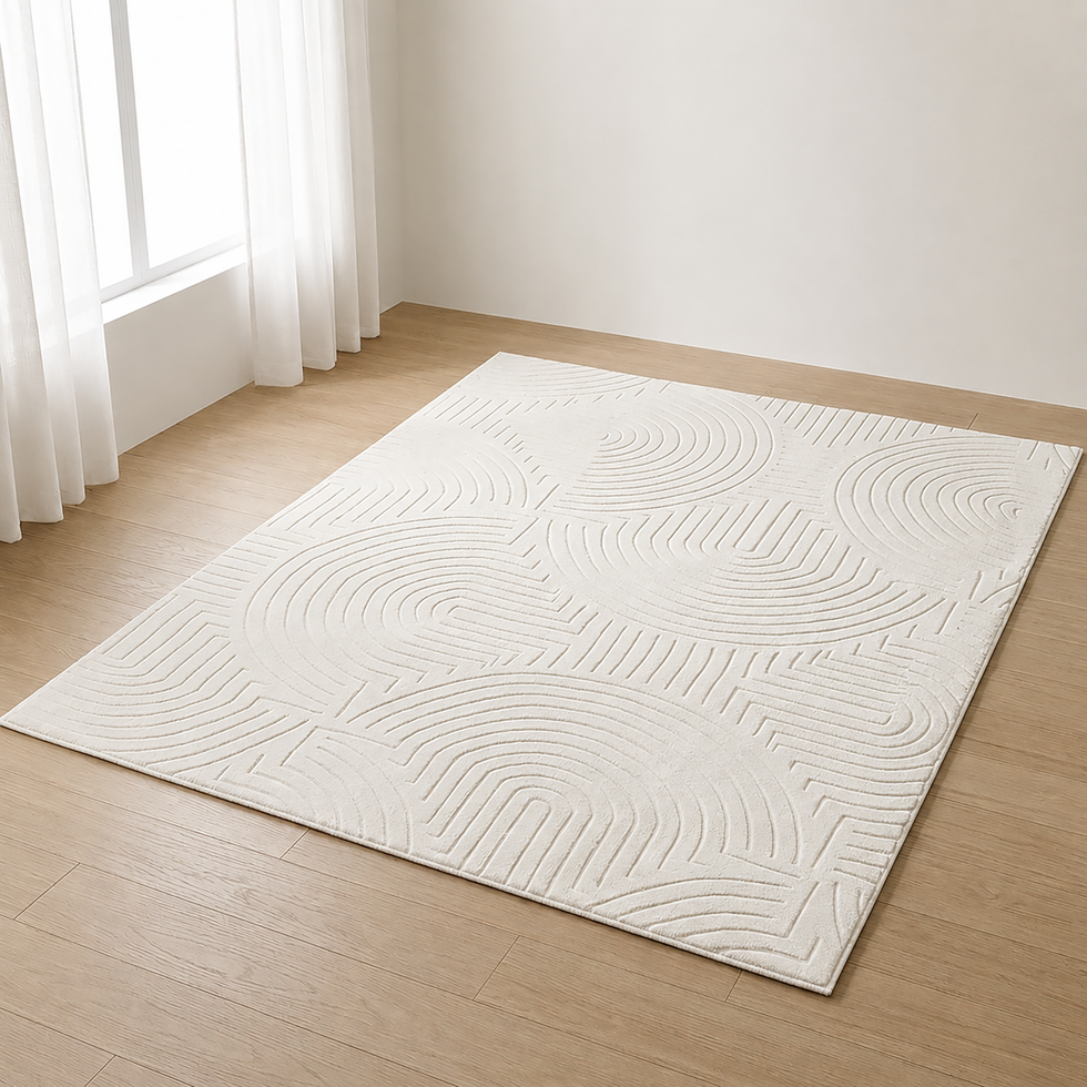 3D Plush Maze Pattern Cream Rug 180x230cm | Home | Crackerjack