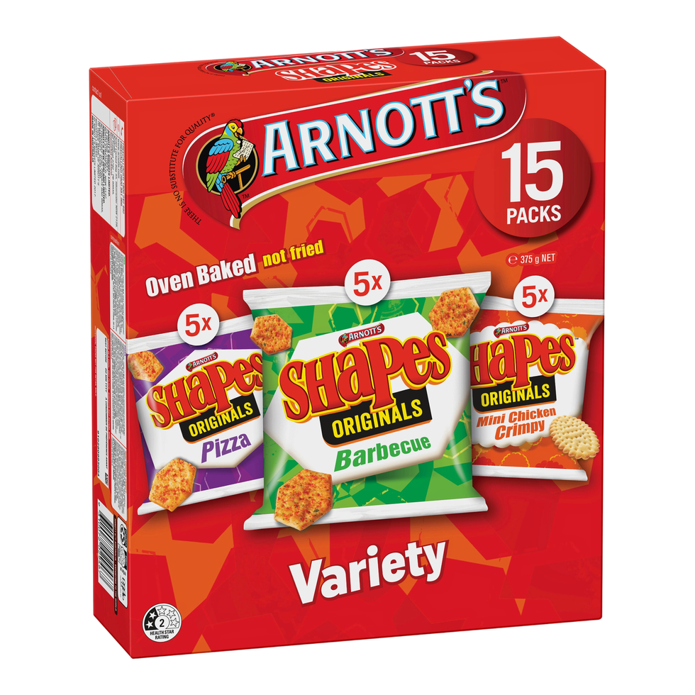 Arnott's Shapes Snack Variety Multipack 375g 15pk | Grocery