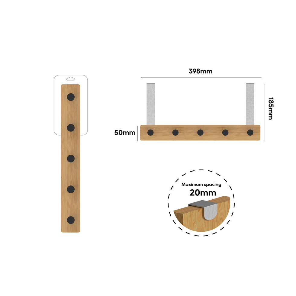 Bamboo 5 Peg Coat Rack | Household | Crackerjack