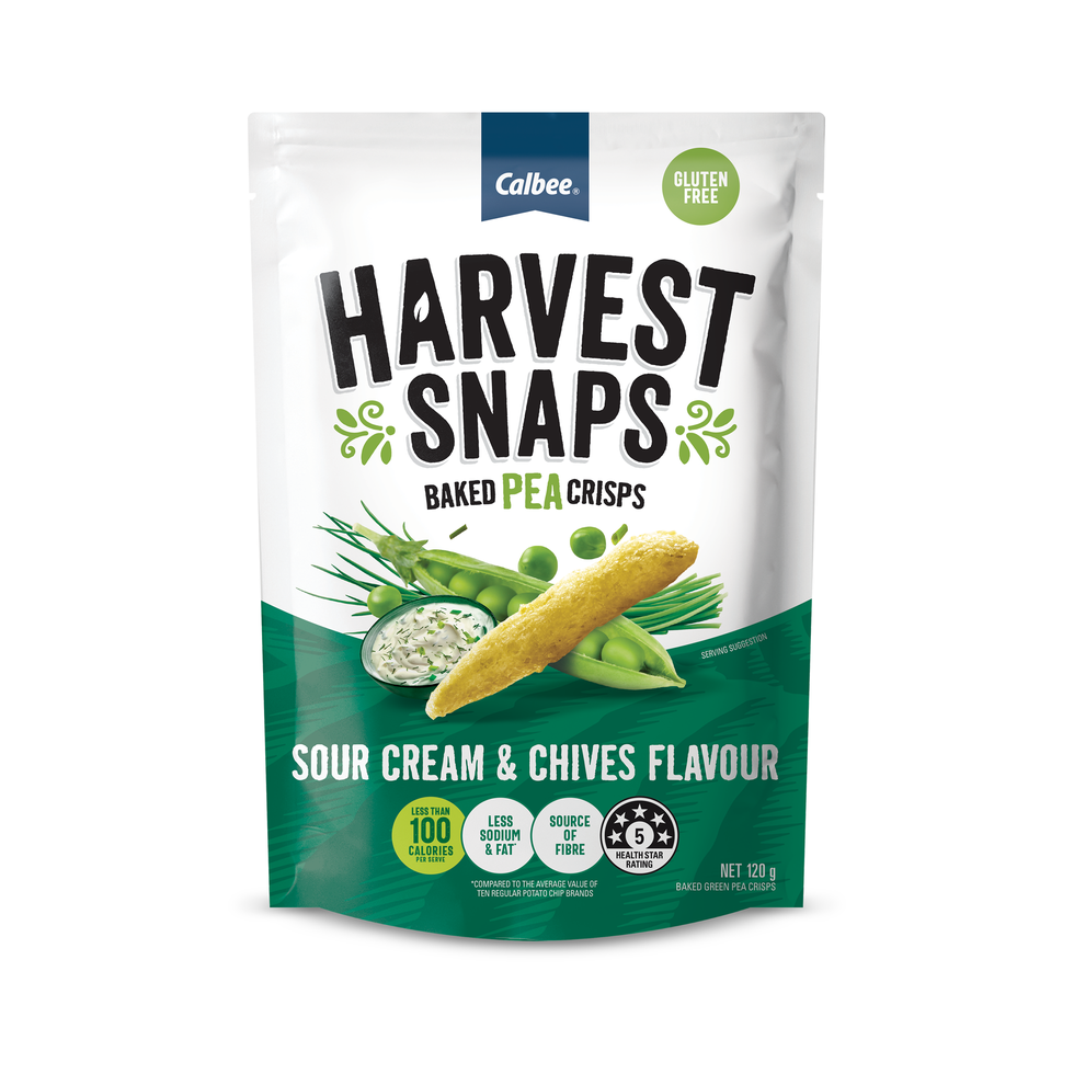 Calbee Harvest Snaps Baked Pea Crisps Sour Cream 120g | Grocery