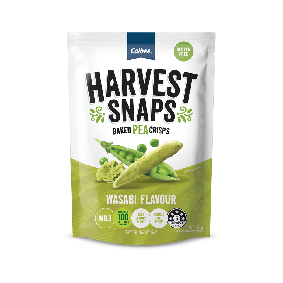 Calbee Harvest Snaps Wasabi Flavour Baked Pea Crisps 120g | Grocery