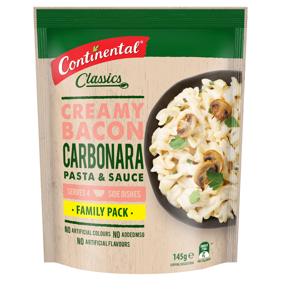 Continental Creamy Bacon Carbonara Pasta & Sauce 145g | Grocery