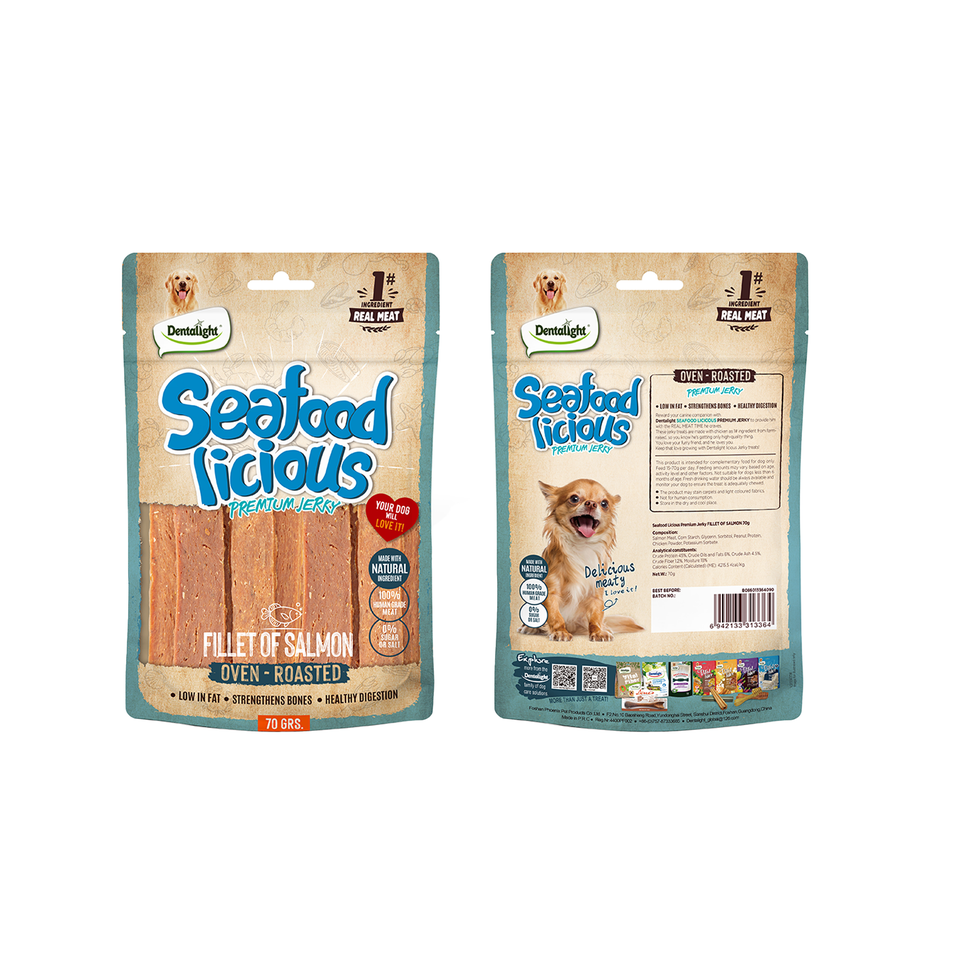 Dentalight Seafood Licious Jerky Fillet of Salmon 70g | Pet