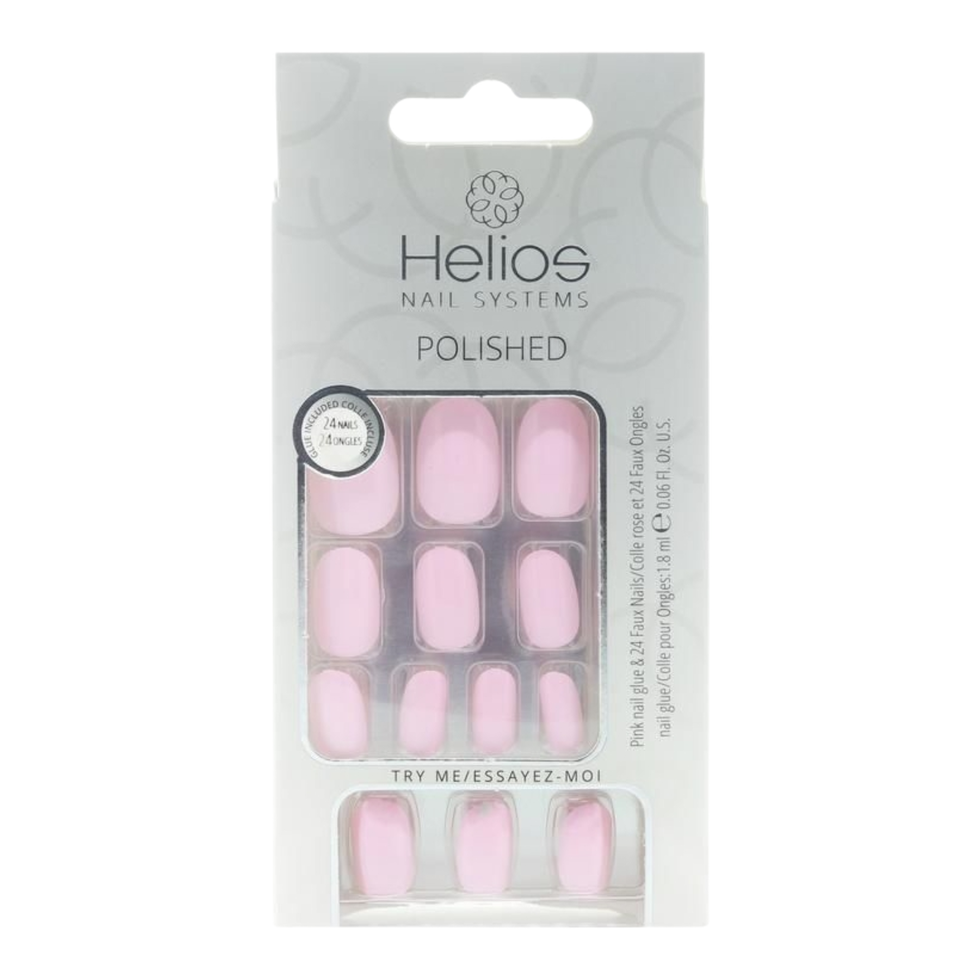 Helios Polished Square Nail Pale Pink Gloss 24pc | Health & Beauty