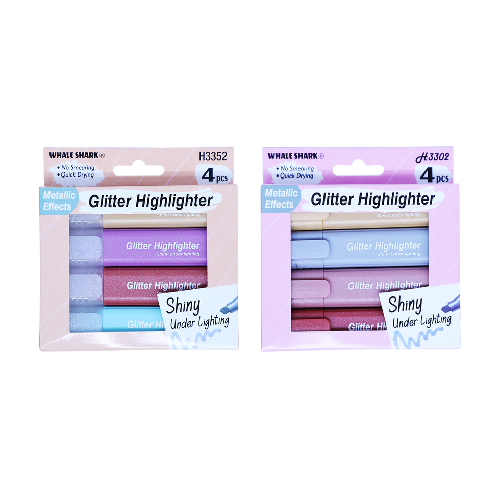 Highlighters Glitter Metallic 4pk Assorted | Stationery, Party & Craft