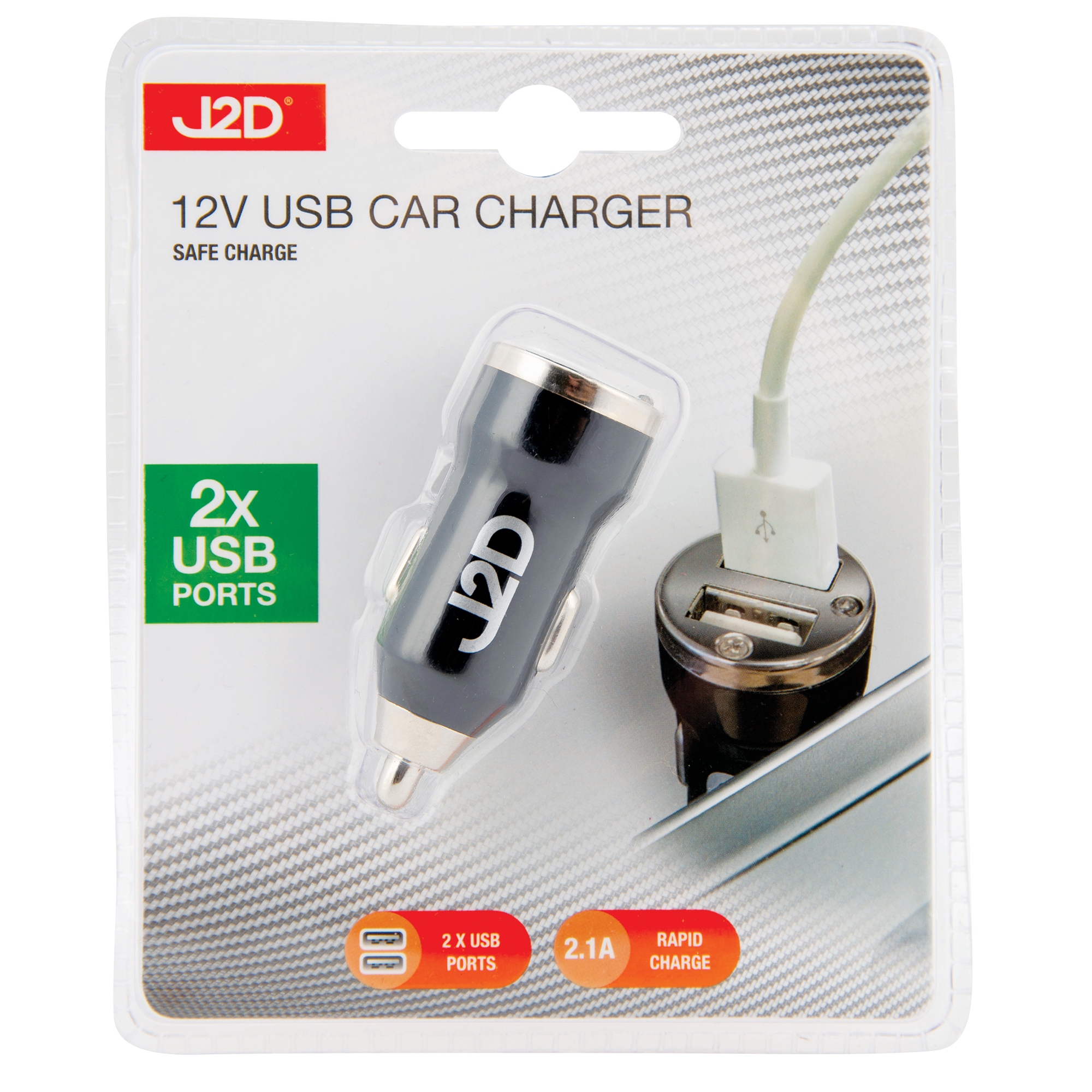J2D USB Twin Car Charger Adapter 12V Home Crackerjack