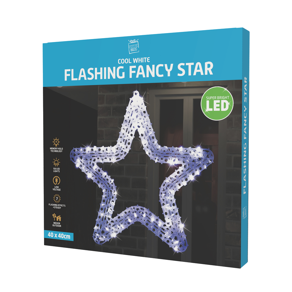 Festive Magic LED Flashing Fancy Star 40cm Assorted | Christmas