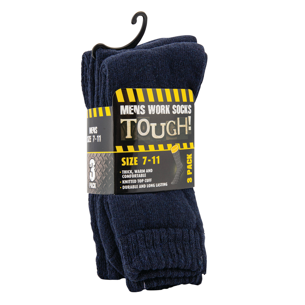 Men's Work Socks Tough! 3Pk | Clothing | Crackerjack