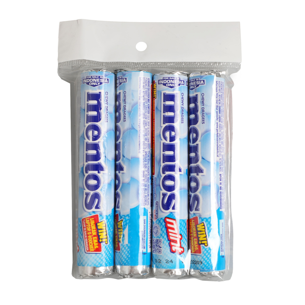 Mentos Mint Candy Roll 4 x 29g | Confectionery | Crackerjack