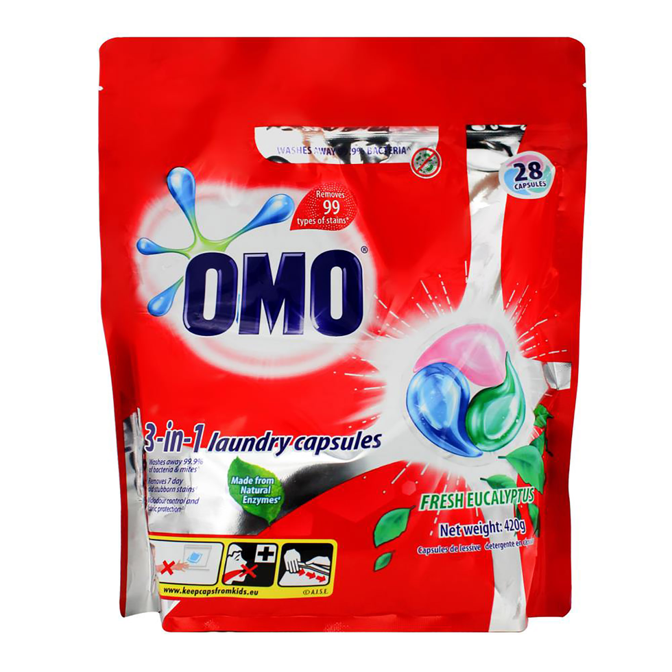 Omo 3-in-1 Laundry Capsules Fresh Eucalyptus 28pk | Household