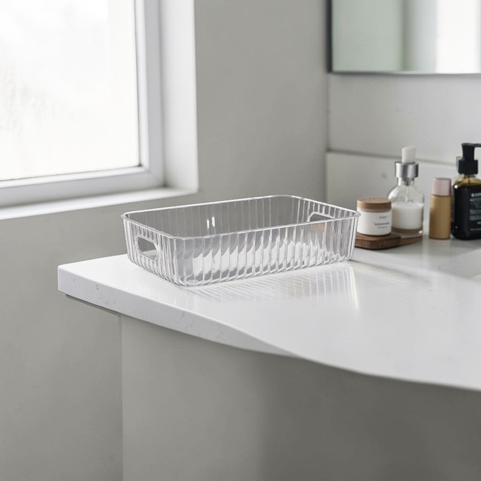 Ribbed Clear Storage Tray | Furniture | Crackerjack