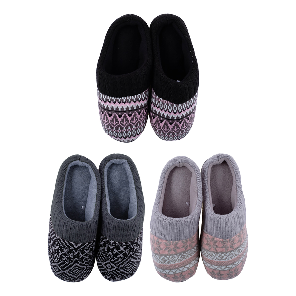 Women's Premium Slip On Slippers Knit Design Assorted | Clothing