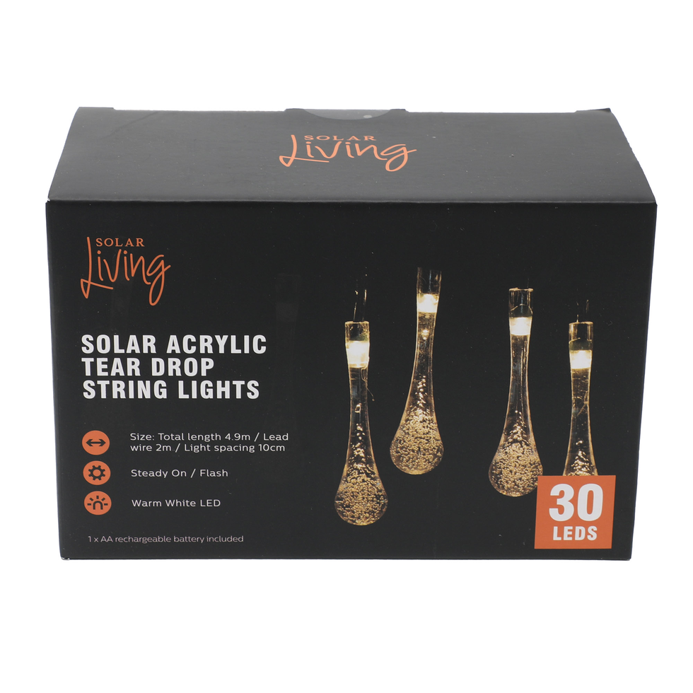 Solar String Light Tear Drop Acrylic White Colour | Gardening