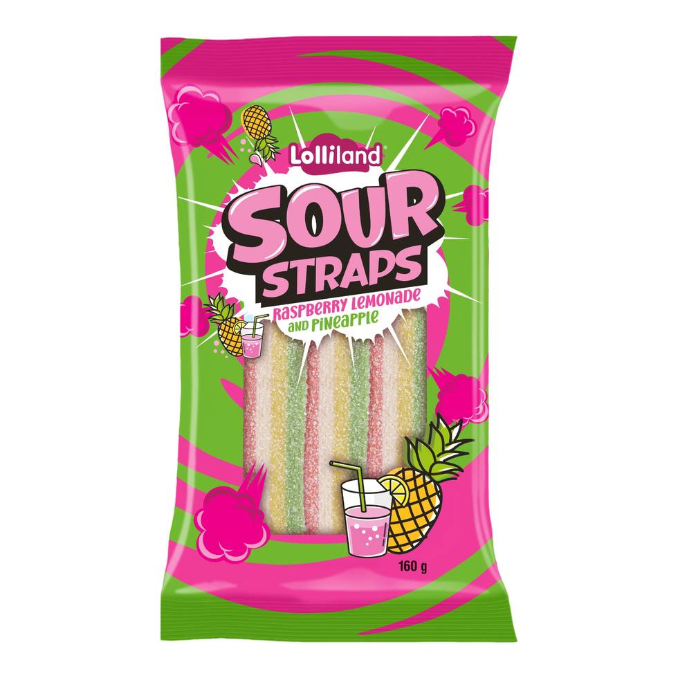 Sour Straps Raspberry Lemonade And Pineapple 160g | Confectionery