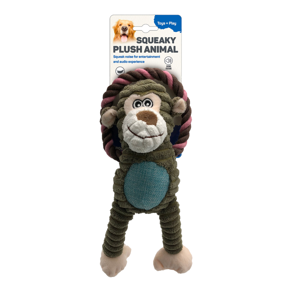 Squeaky Plush Animal 30cm Assorted | Pet | Crackerjack
