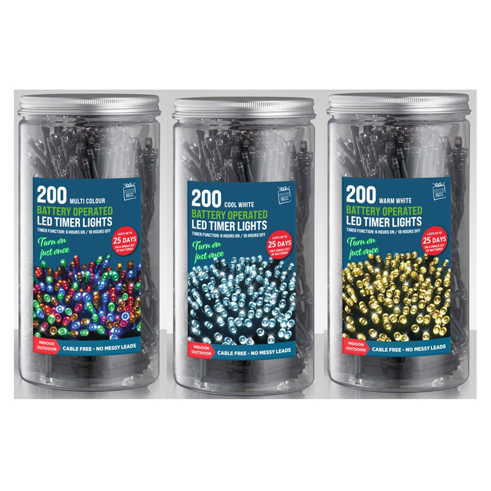 Timer Lights LED 200 In Jar Assorted | Christmas | Crackerjack