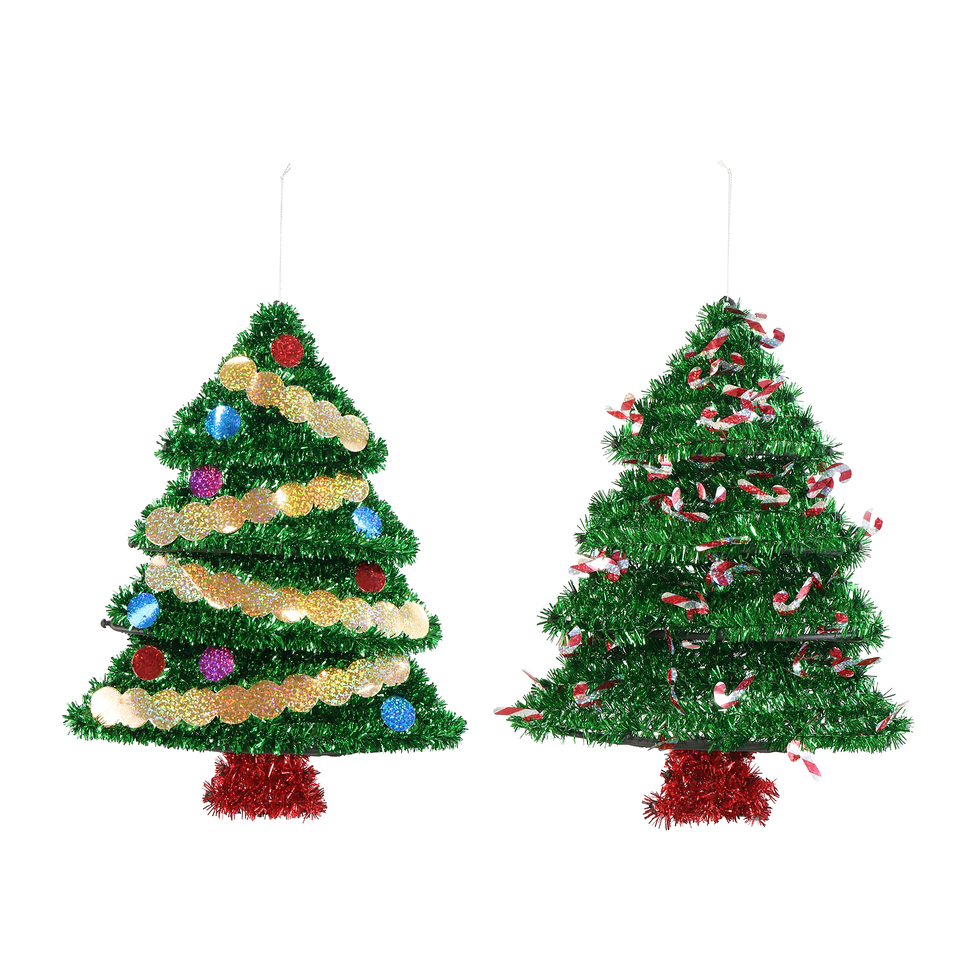 Festive Magic Tinsel Decorated Tree Plaque Assorted | Christmas