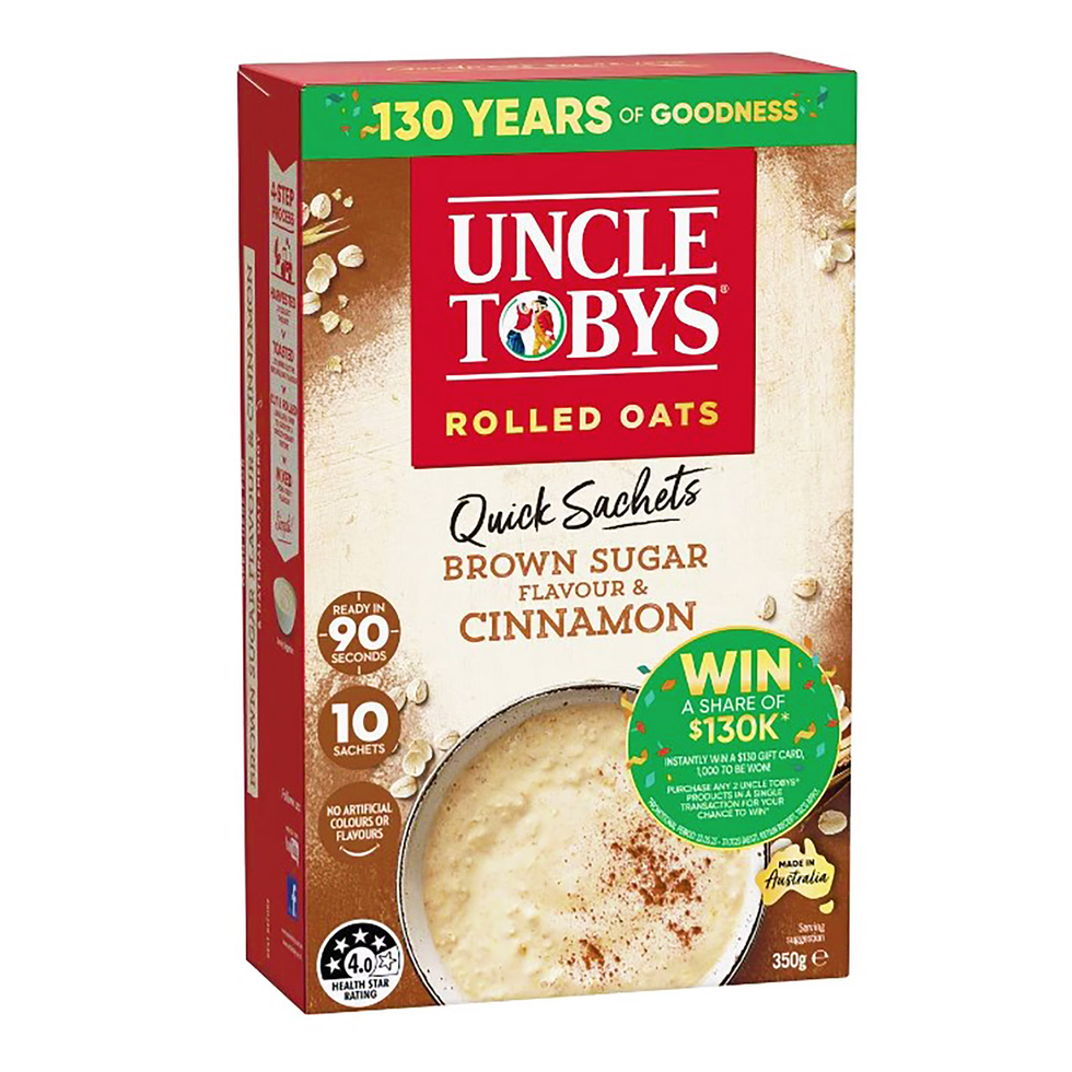 Uncle Toby's Quick Sachet Creamy Brown Sugar & Cinnamon Oats 10pk | Grocery