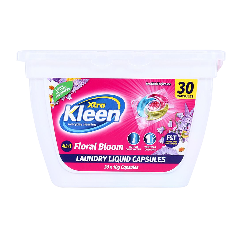 Xtra Kleen Laundry Liquid Capsules Floral Bloom 30pk | Household